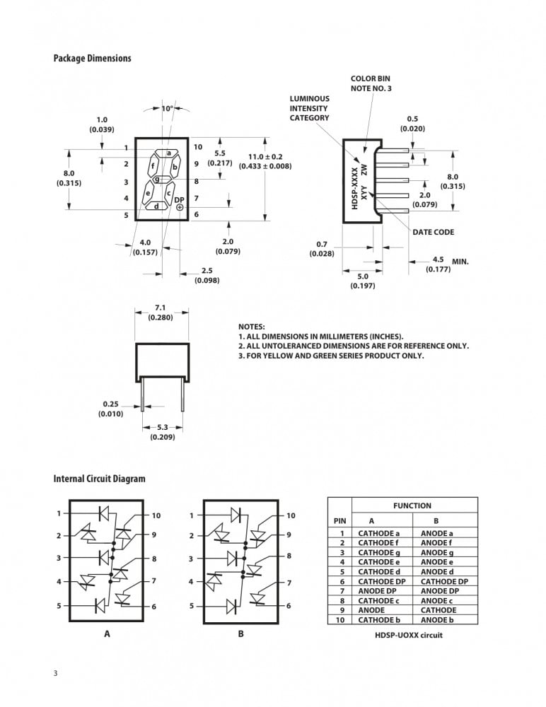HDSP-U211 datasheet page 3