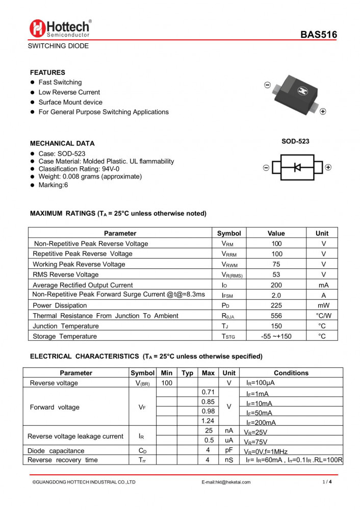BAS516 datasheet page 1