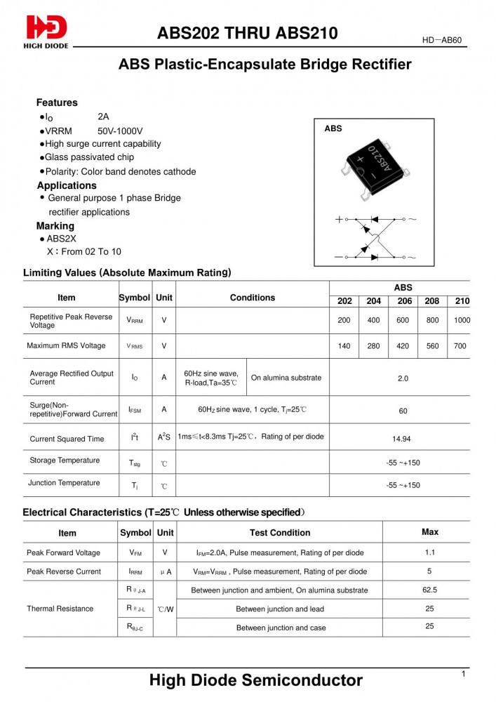 ABS210 datasheet page 1