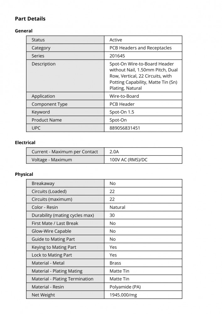 MOLEX 2016450220 technical document image, page 2