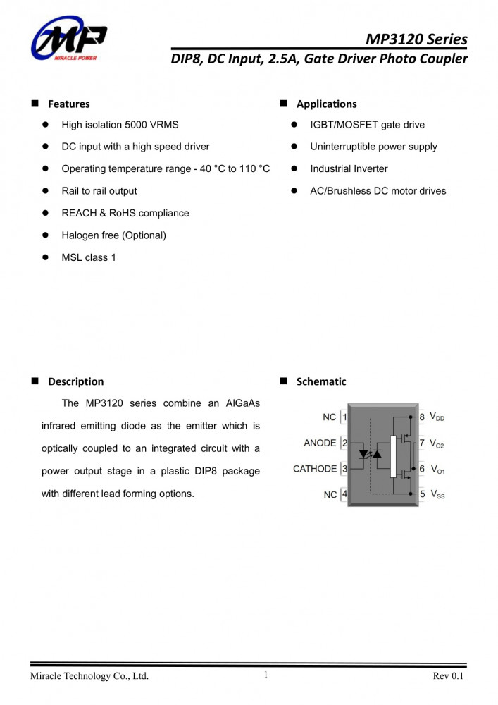 MP3120 datasheet page 1