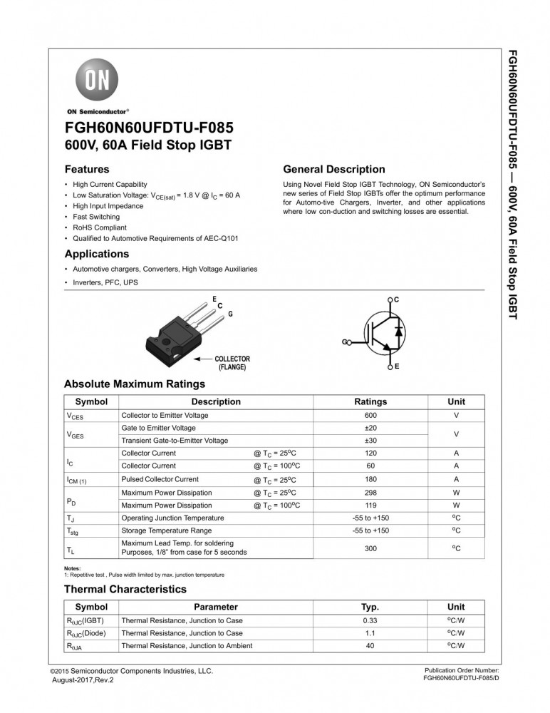 FGH60N60UFDTU datasheet page 2