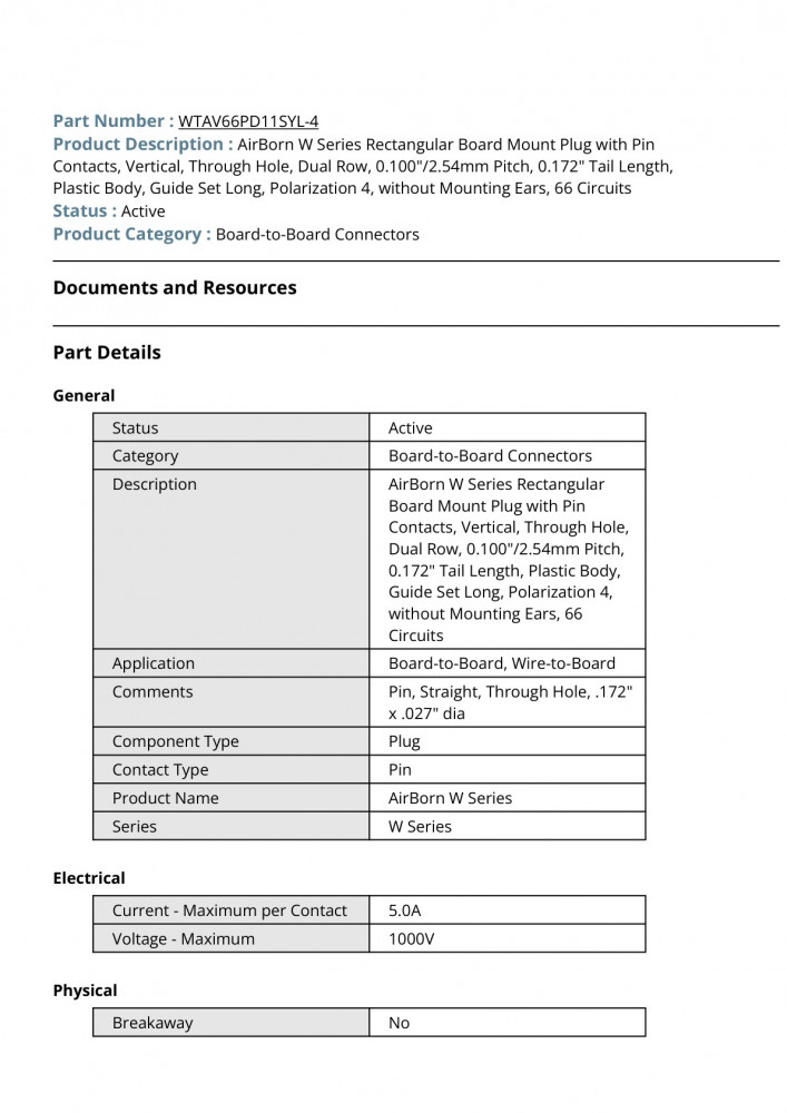 WTAV66PD11SYL-4 technical document image, page 1