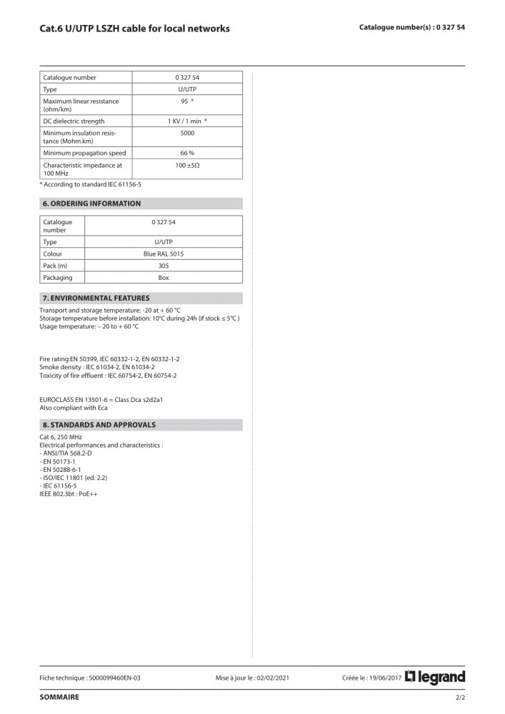 Legrand 032754 technical document, page 2