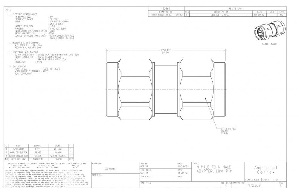 Amphenol 172369 technical drawing preview