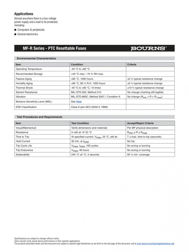BOURNS MF-R Series datasheet page 2