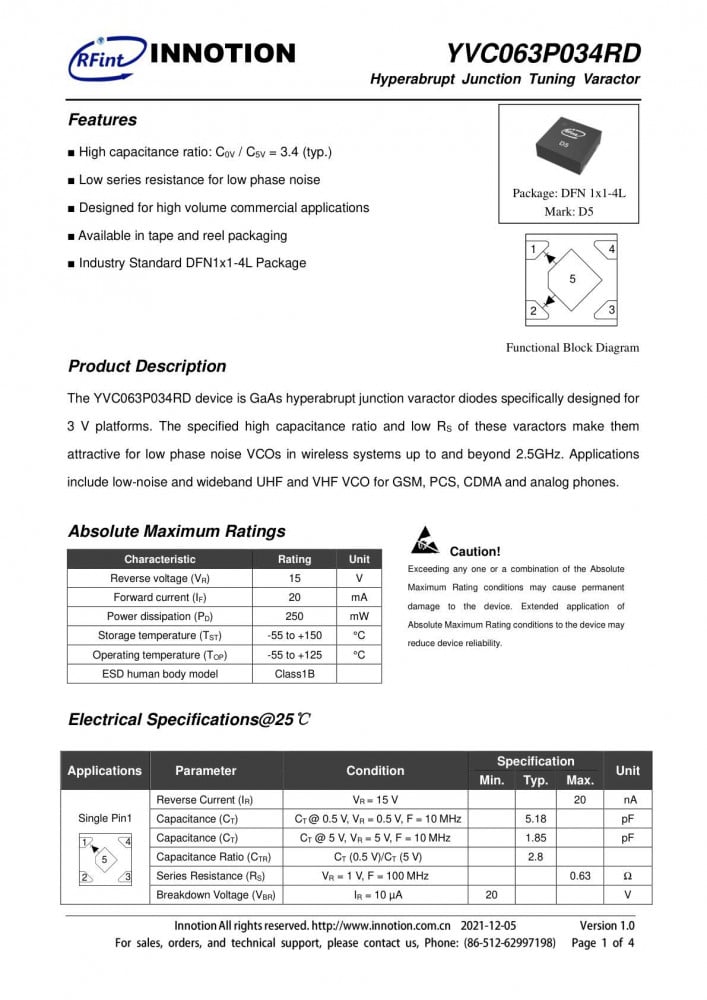 YVC063P034RD datasheet page 1