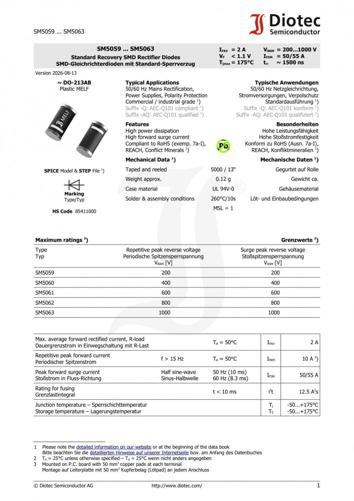 DIOTEC SM5060 datasheet page 1
