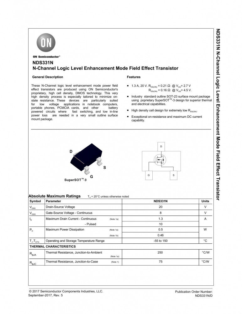 NDS331N datasheet page 1