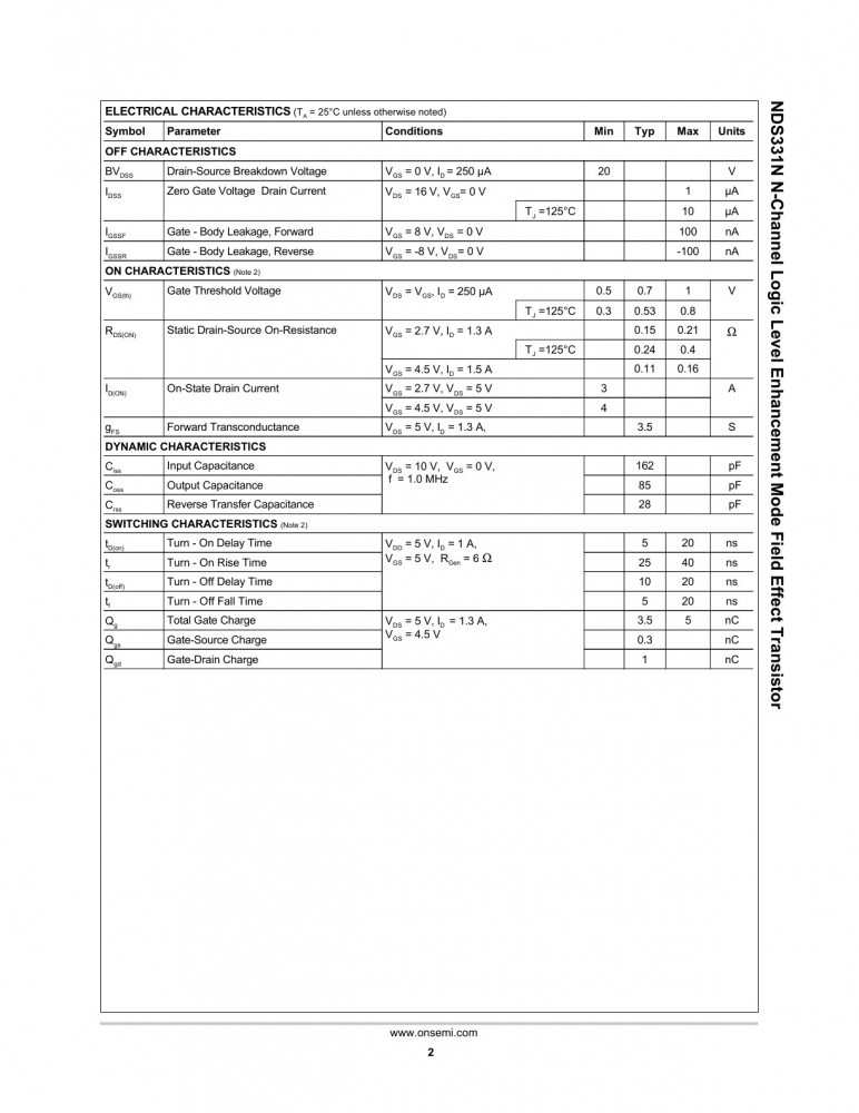 NDS331N datasheet page 2