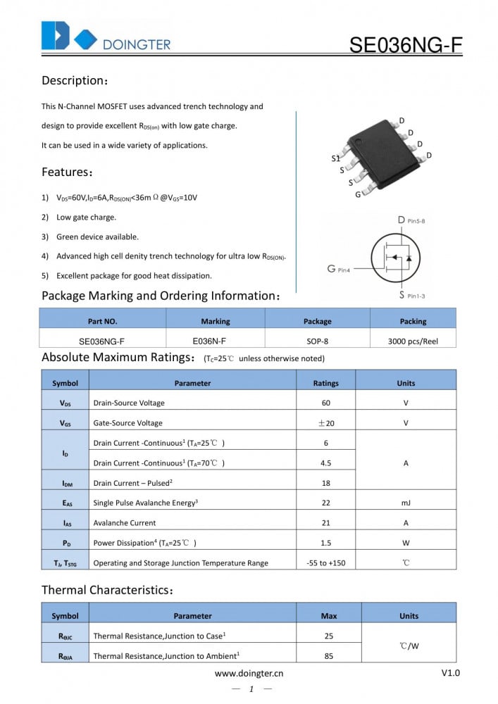 SE036NG-F datasheet page 1
