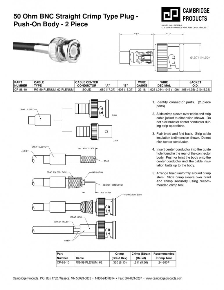 CINCH CP-88-10 technical drawing page 1