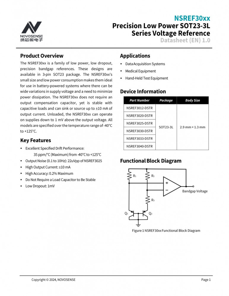 NSREF3012-DSTR datasheet page 1
