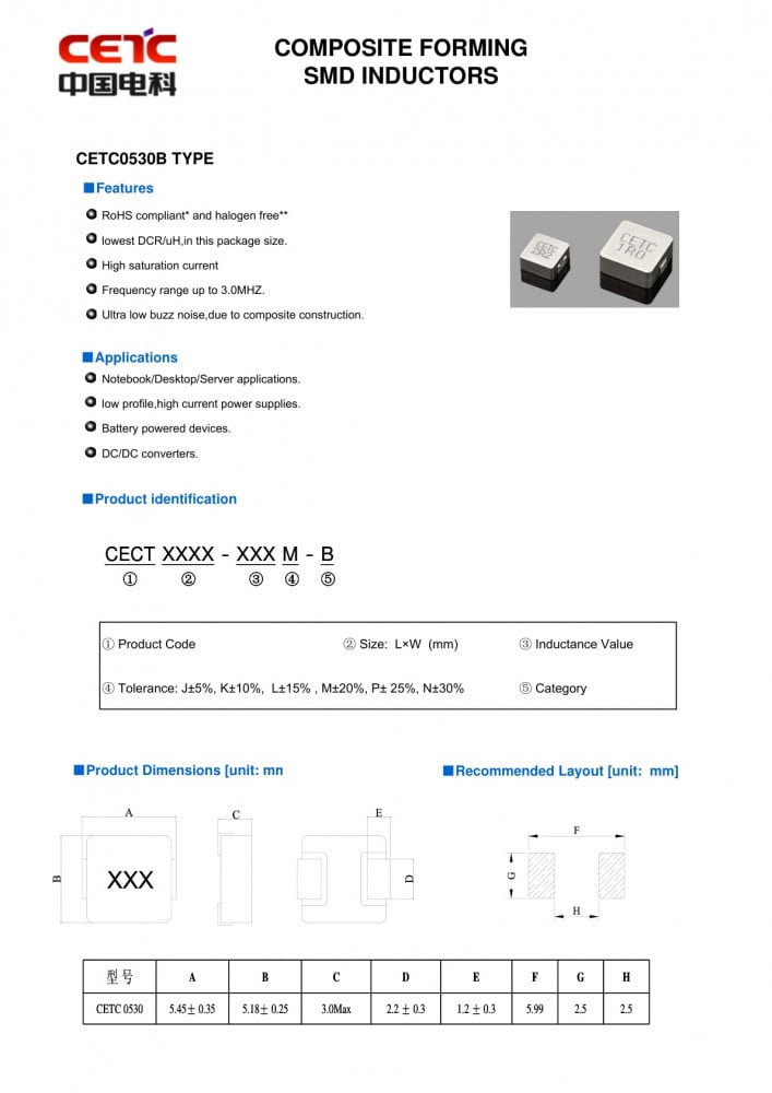 CETC0530-B datasheet page 1