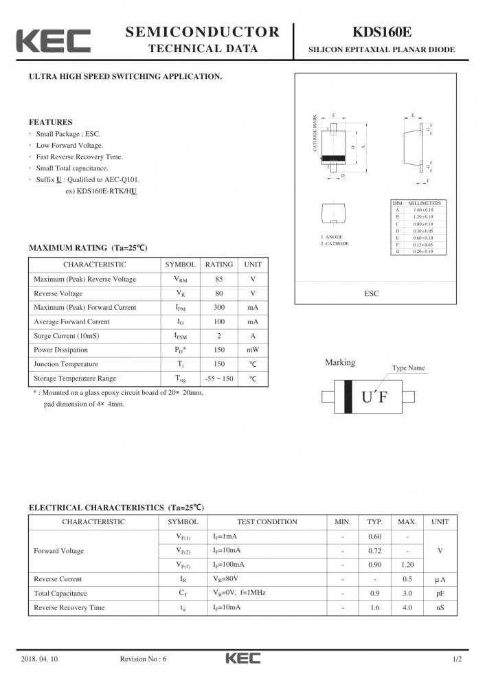 KDS160E-RTL/P datasheet page 1