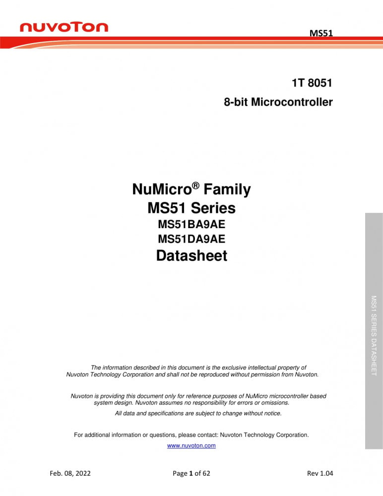 MS51BA9AE datasheet page 1