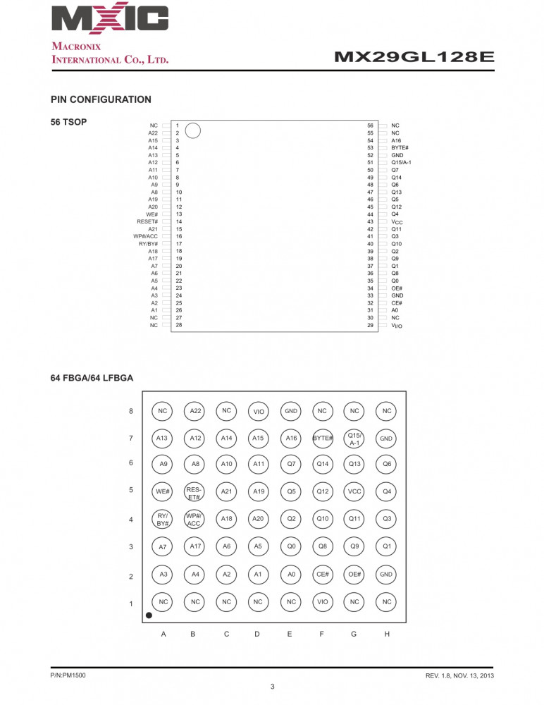 MX29GL128E datasheet page 3