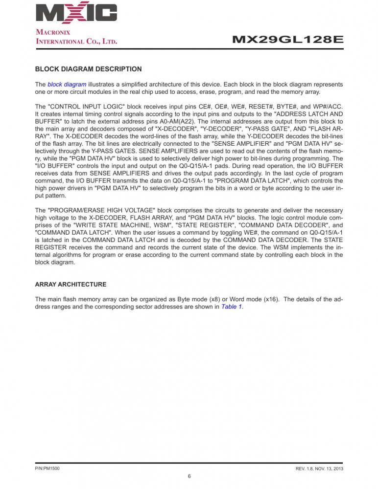 MX29GL128E datasheet page 6