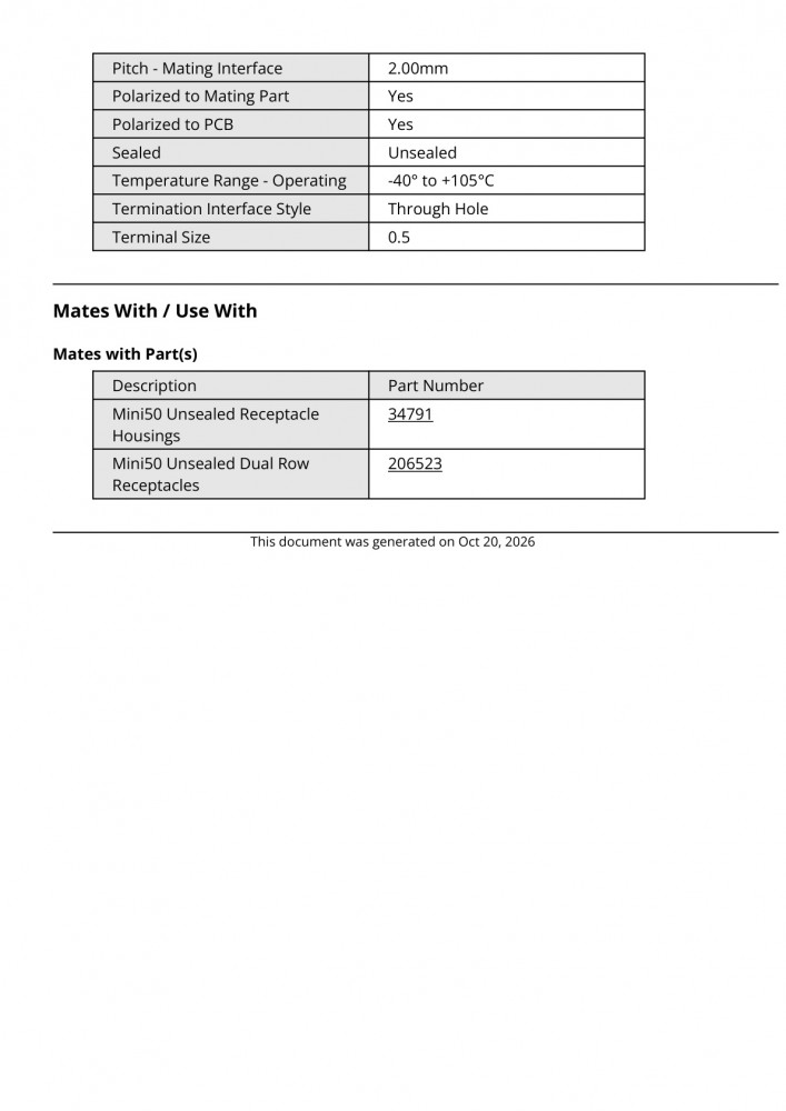 Technical document image 3 for MOLEX 347939042