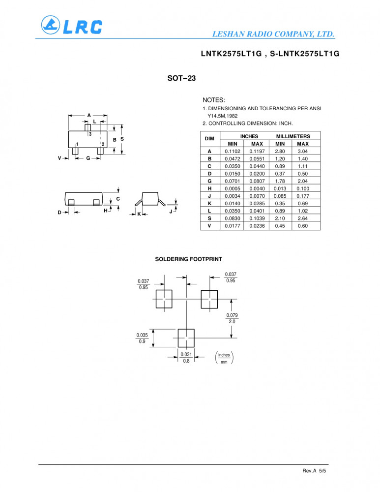 LNTK2575LT1G datasheet page 5