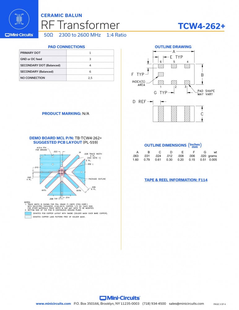 TCW4-262+ datasheet page 3
