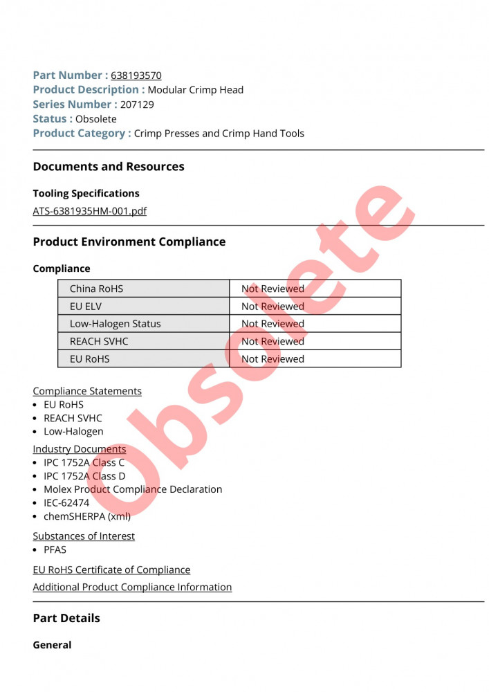 Molex tooling document preview, page 1