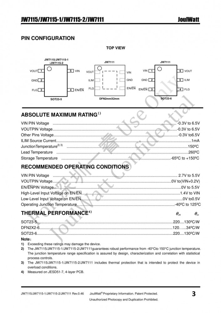 JW7115-2 datasheet page 3