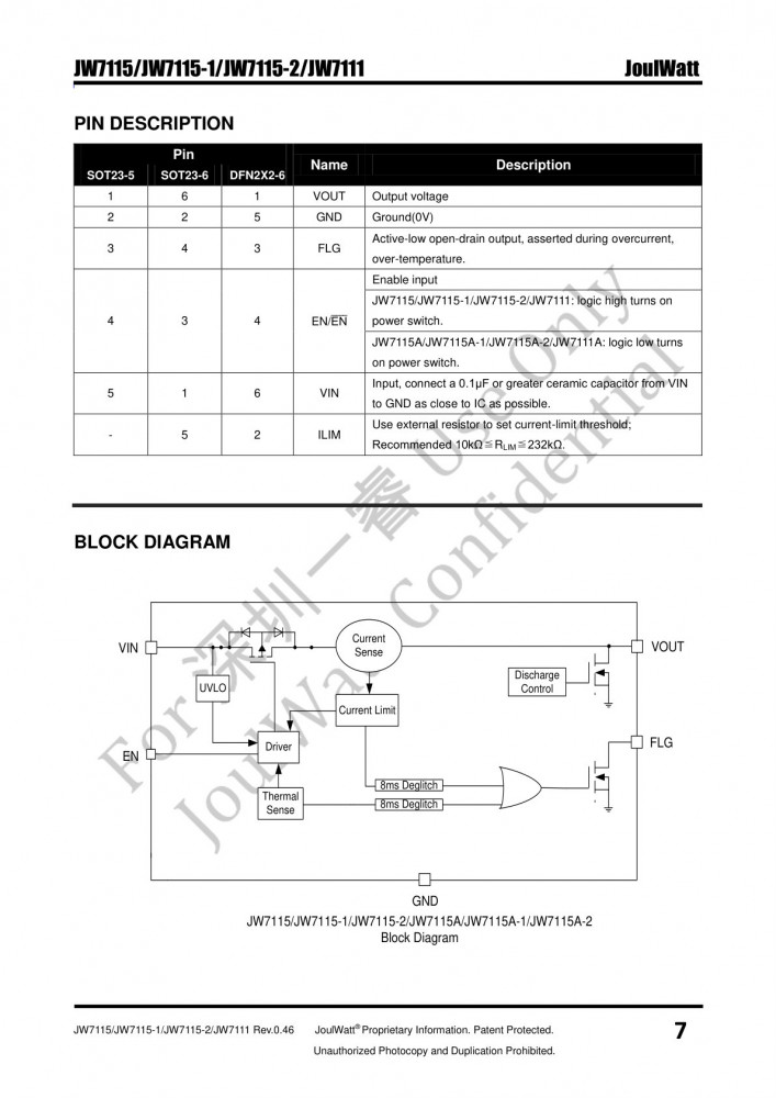 JW7115-2 datasheet page 7