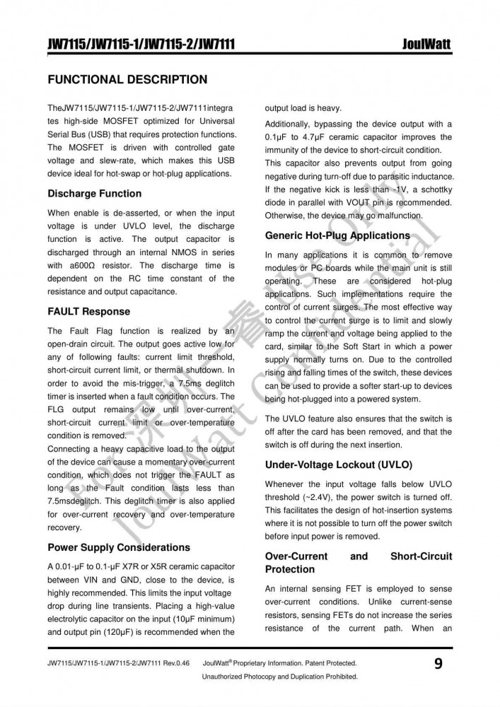 JW7115-2 datasheet page 9