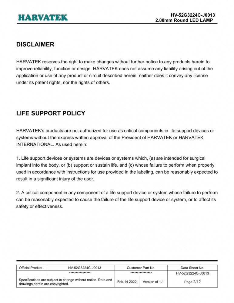 HV-52G3224C-J0013 datasheet page 2