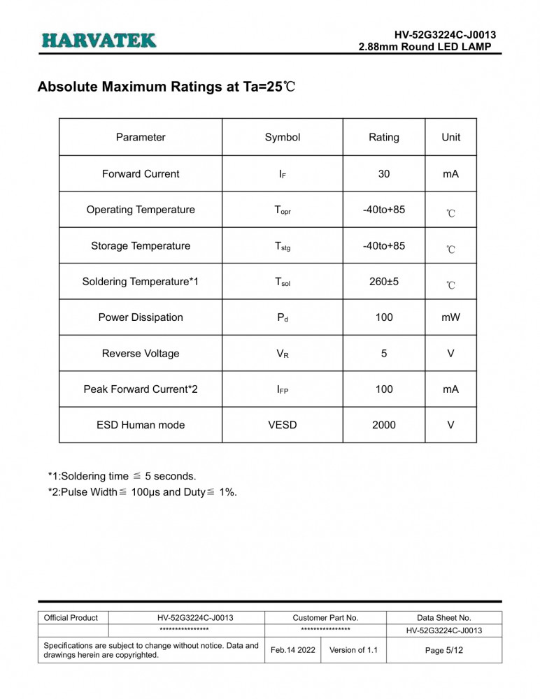 HV-52G3224C-J0013 datasheet page 5