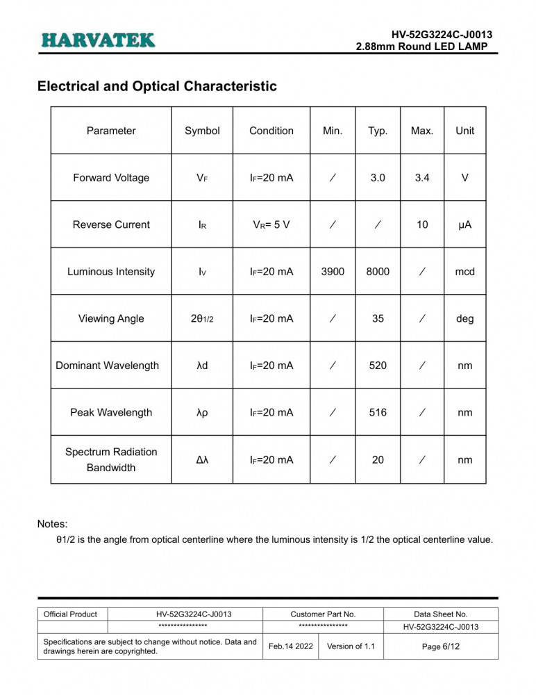 HV-52G3224C-J0013 datasheet page 6