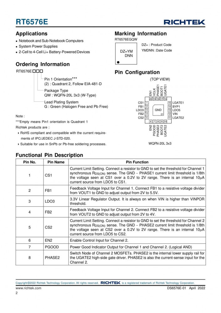RT6576E technical document page 2