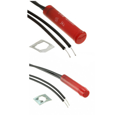 Neon Panel Mount Indicator Red .375″ Conical 125V Wire Leads for sale