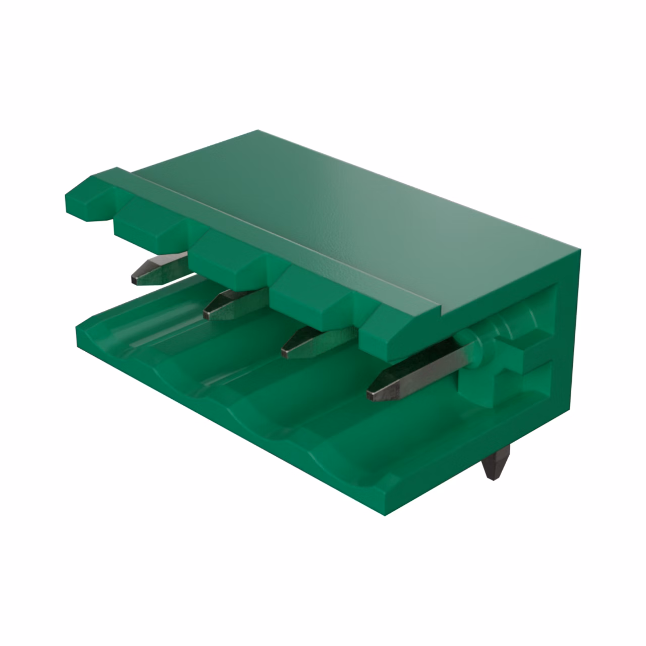 5.08mm Pitch Eurostyle Right-Angle PCB Header, Open Ends, Green Housing, 4 Circuits for sale