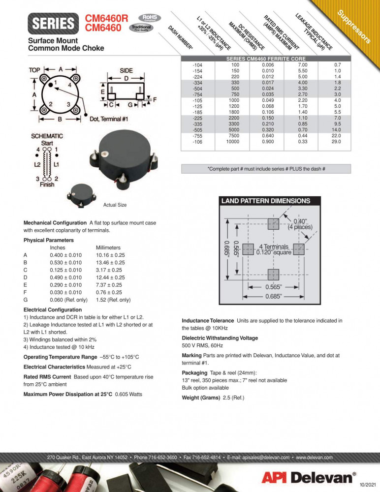 API Delevan CM6460R-125 datasheet page