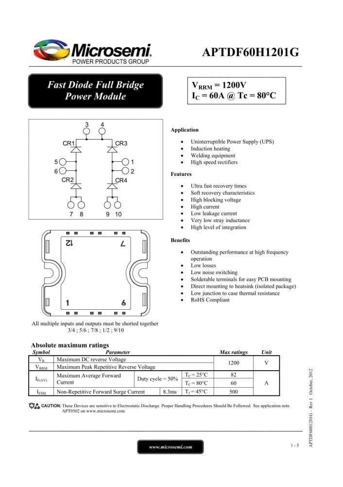 APTDF60H1201G datasheet page 1