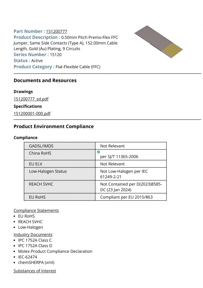 MOLEX 151200777 document page 1