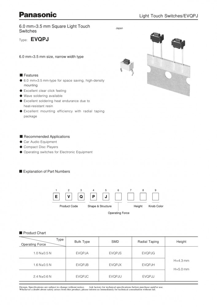 EVQPJ datasheet page 1