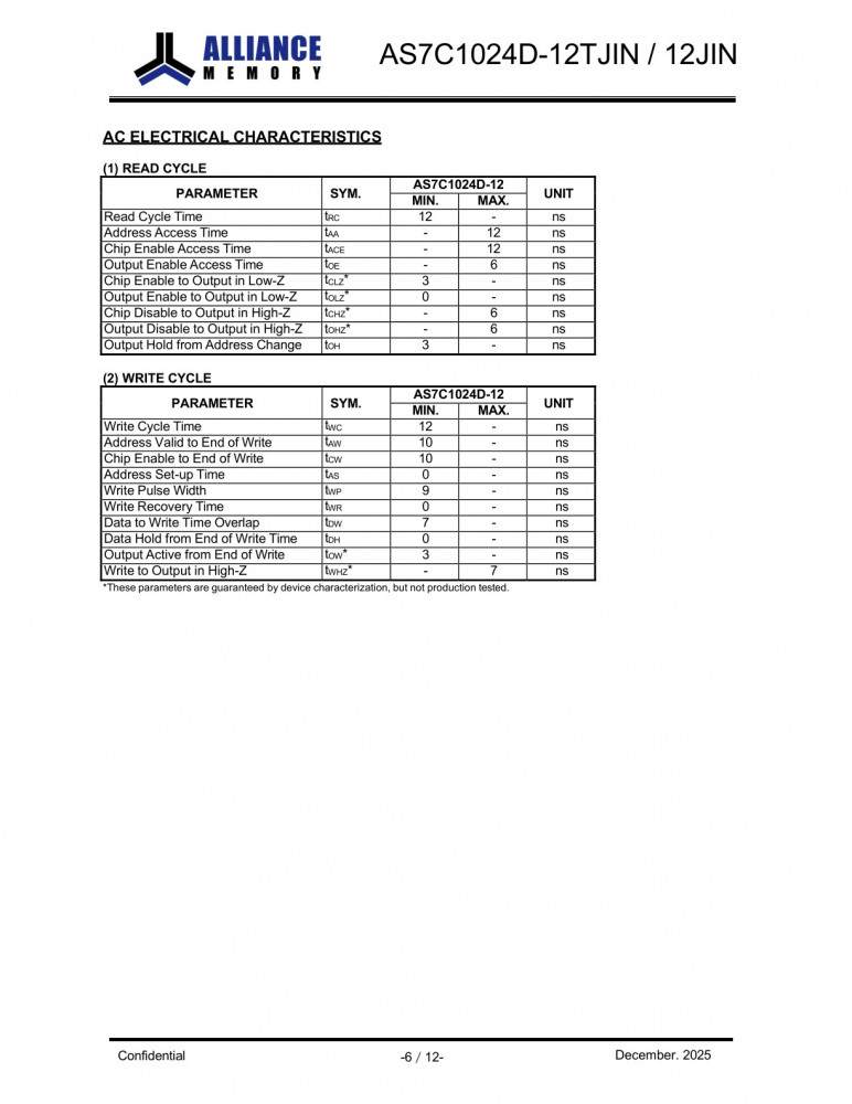 AS7C1024D datasheet page 6