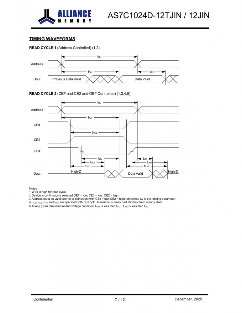 AS7C1024D datasheet page 7