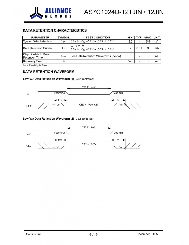 AS7C1024D datasheet page 9