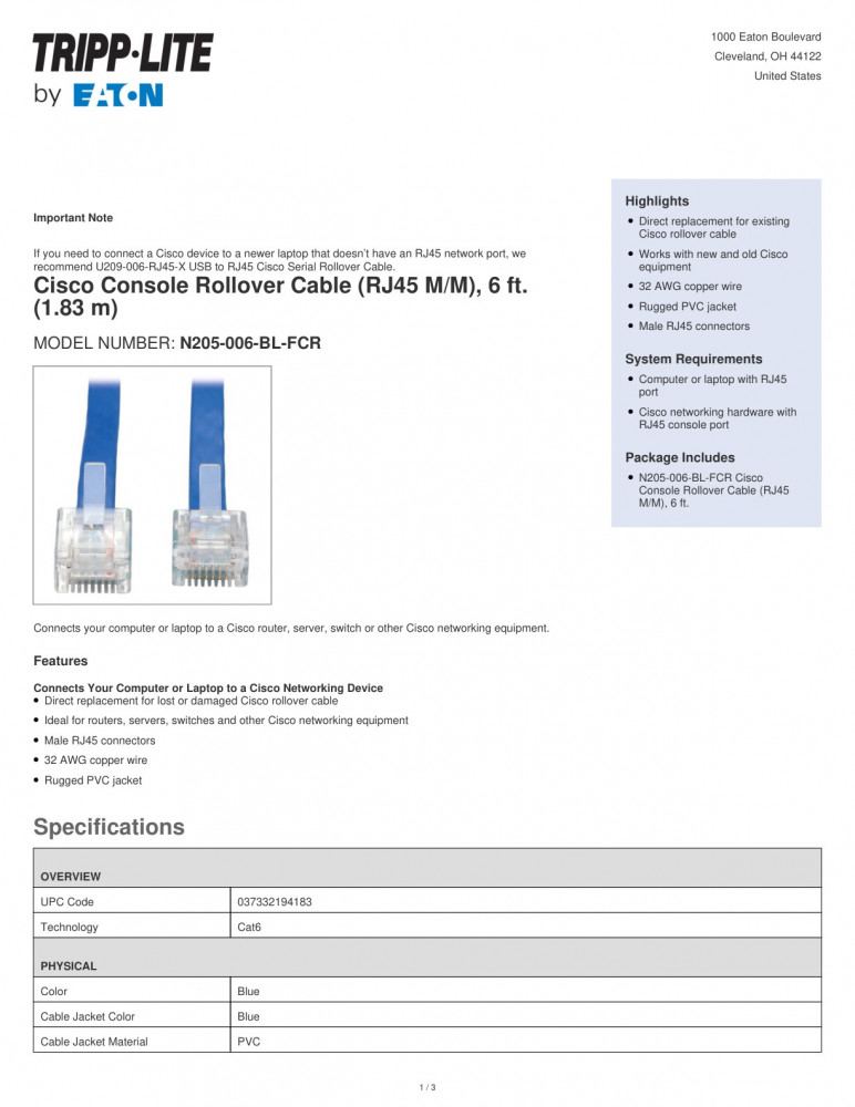 N205-006-BL-FCR technical document page 1