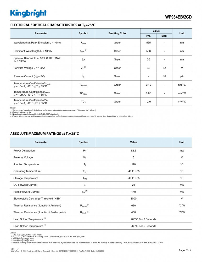 WP934EB/2GD technical document page 2