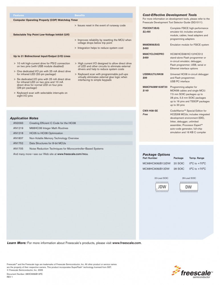MC68HC908JB12 technical document page 2