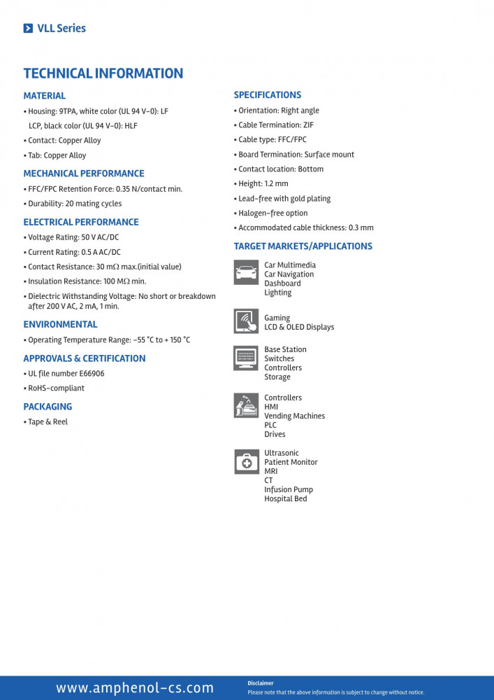 Amphenol VLL series technical document page 2