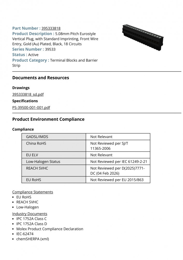 ESE Eurostyle terminal blocks document preview, page 1