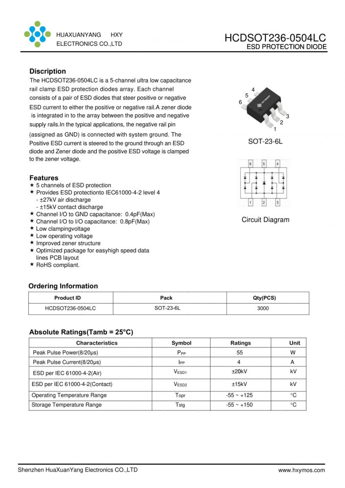 HCDSOT236-0504LC datasheet page 1