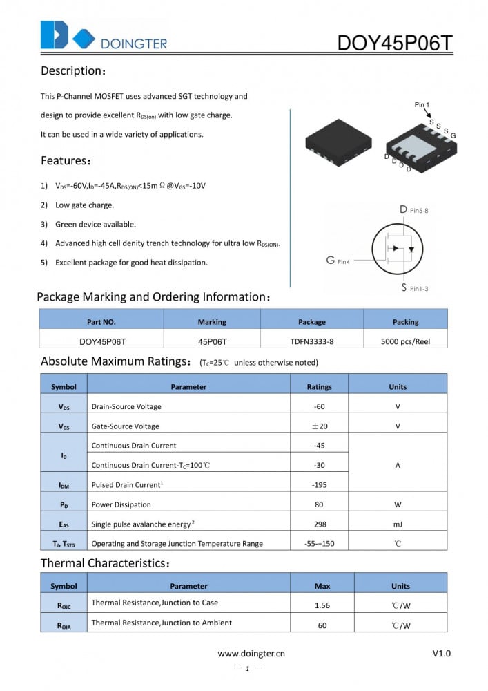DOY45P06T datasheet page 1