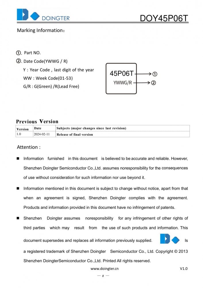 DOY45P06T datasheet page 8